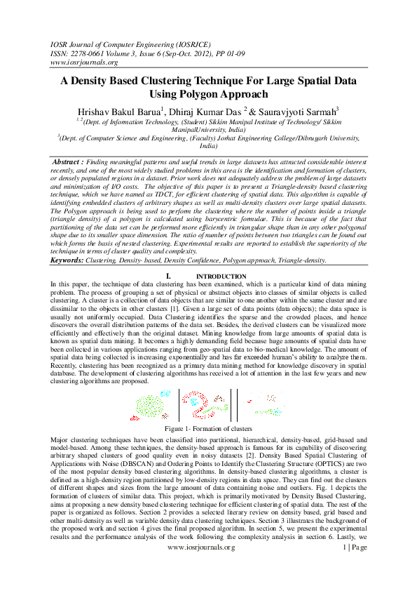 (PDF) A Density Based Clustering Technique For Large Spatial Data Using Polygon Approach
