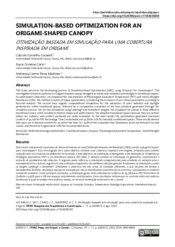 (PDF) Simulation-based optimization for an origami-shaped canopy