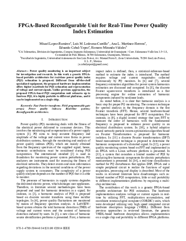 Pdf Fpga Based Reconfigurable Unit For Real Time Power Quality Index