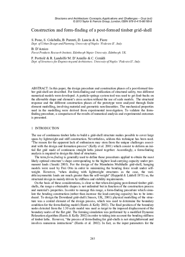 (PDF) Construction and form-finding of a post-formed timber grid-shell