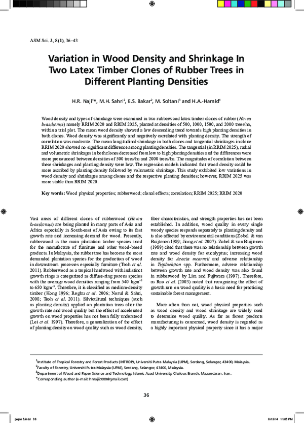 (PDF) Variation in Wood Density and Shrinkage In Two Latex Timber ...