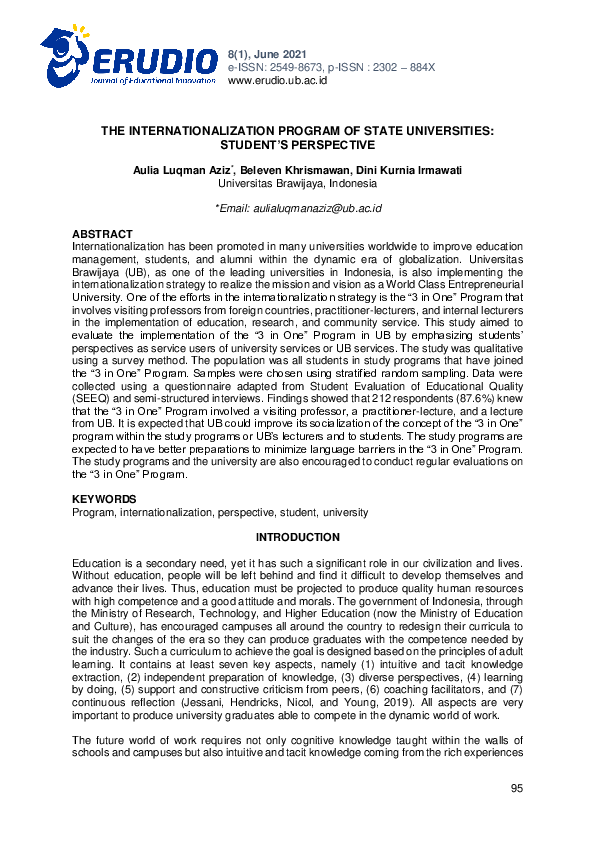 (PDF) The Internationalization Program of State Universities: Student’s ...