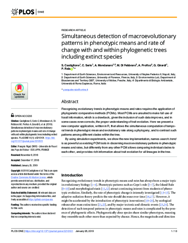 (PDF) Simultaneous detection of macroevolutionary patterns in ...