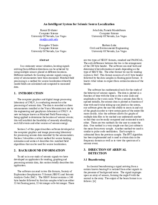 (PDF) An Intelligent System for Seismic Source Localization | EVANGELOS ...