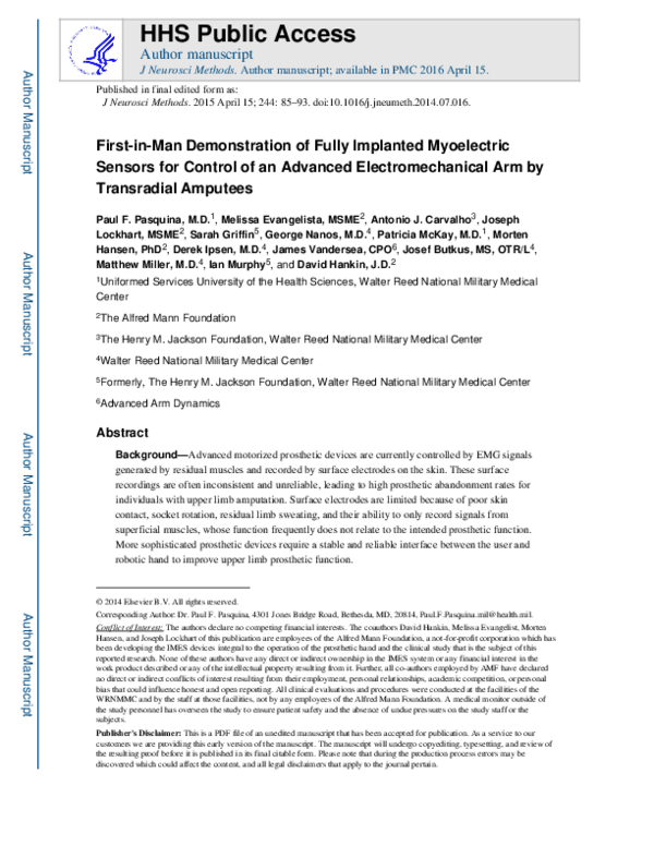 (PDF) First-in-man demonstration of a fully implanted myoelectric ...