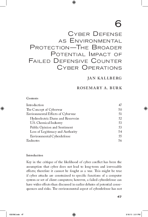 (PDF) Cyberdefense as Environmental Protection—The Broader Potential ...