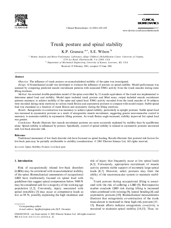(PDF) Trunk posture and spinal stability