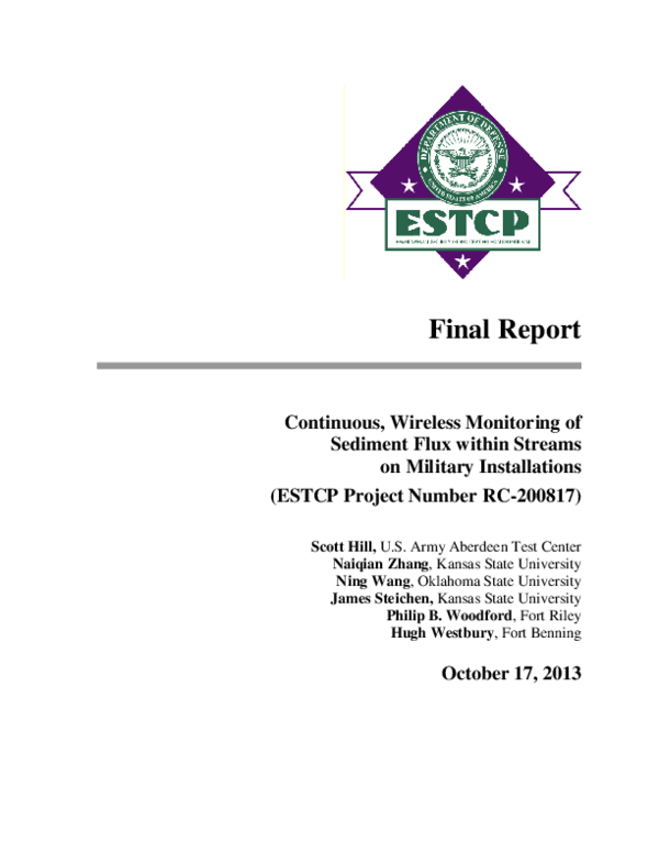 (PDF) Continuous, Wireless Monitoring of Sediment Flux within Streams ...