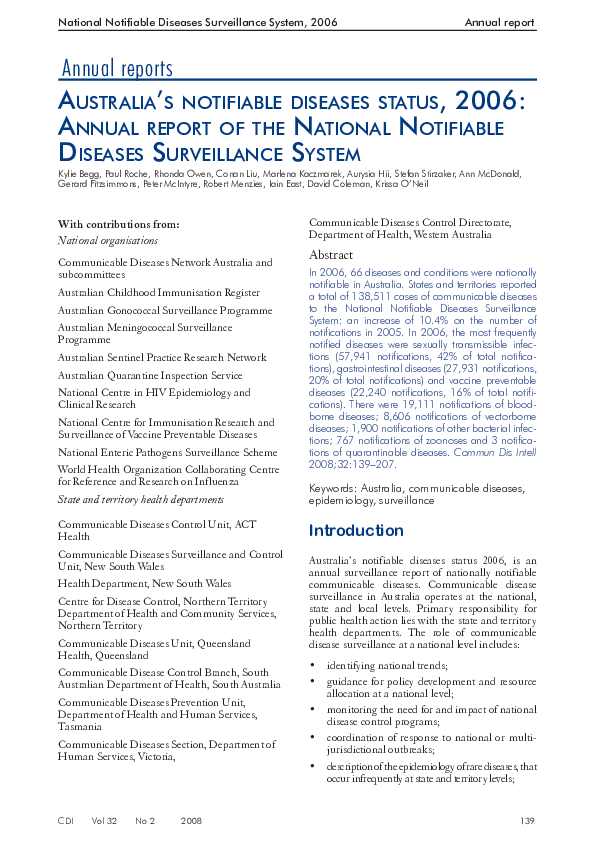 (PDF) Communicable Diseases Control Unit, ACT Health Communicable ...