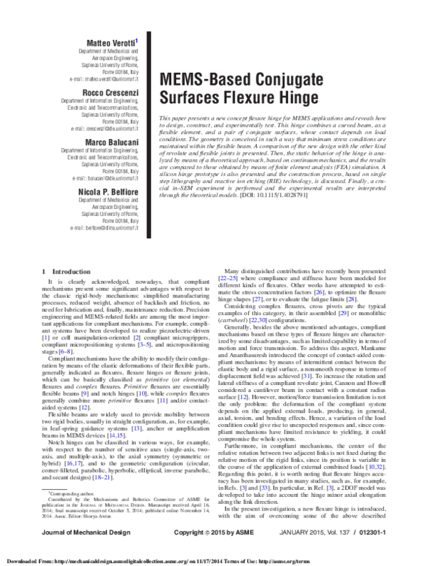 (PDF) MEMS-Based Conjugate Surfaces Flexure Hinge