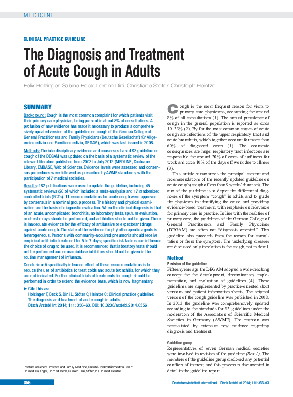 (PDF) CLINICAL PRACTICE GUIDELINE The Diagnosis and Treatment of Acute ...