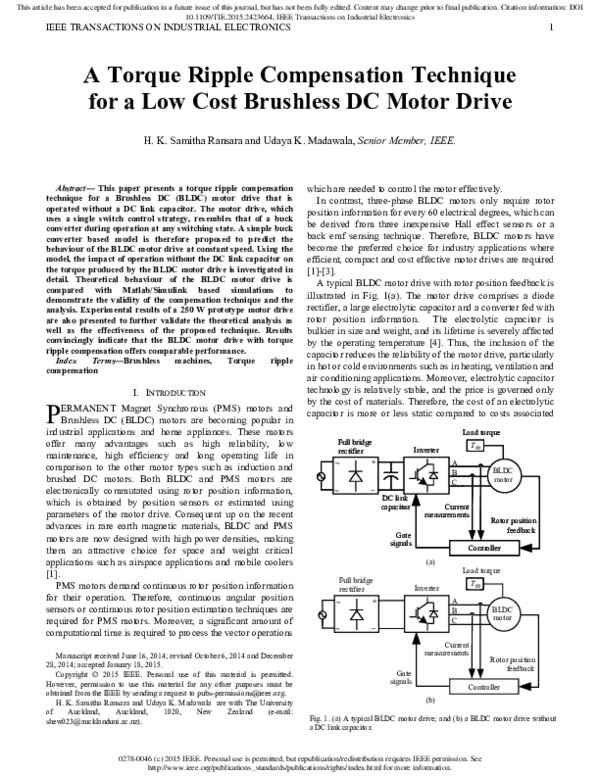 (PDF) A Torque Ripple Compensation Technique for a Low Cost Brushless ...