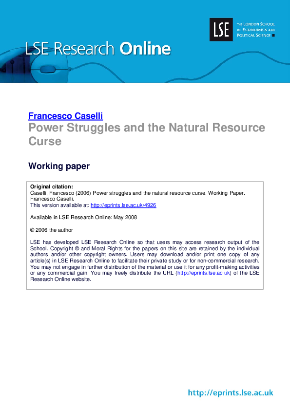 (PDF) Francesco Caselli Power Struggles and the Natural Resource Curse ...