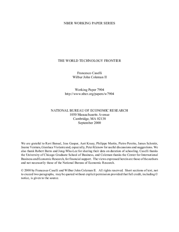 (PDF) The World Technology Frontier