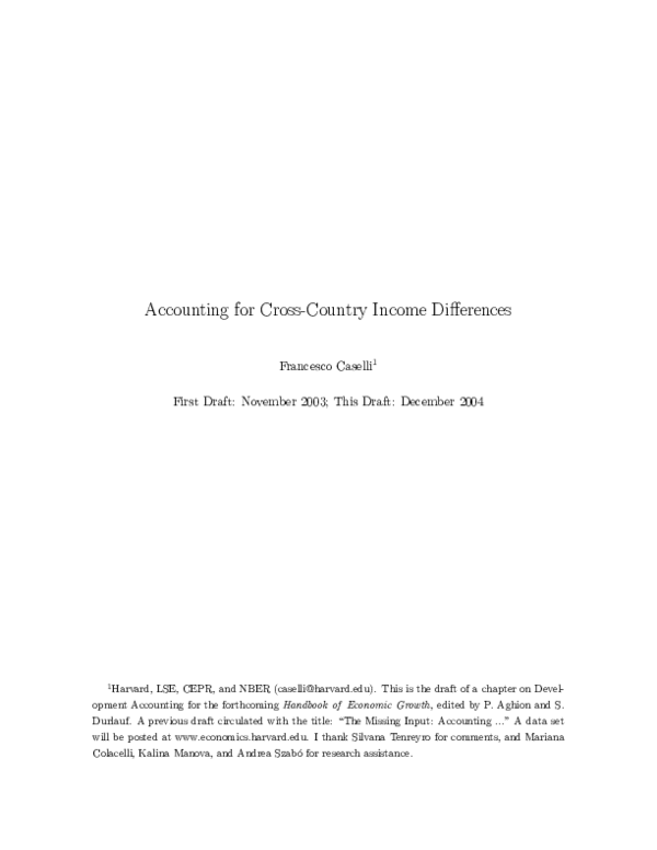 (PDF) Accounting for Cross-Country Income Differences