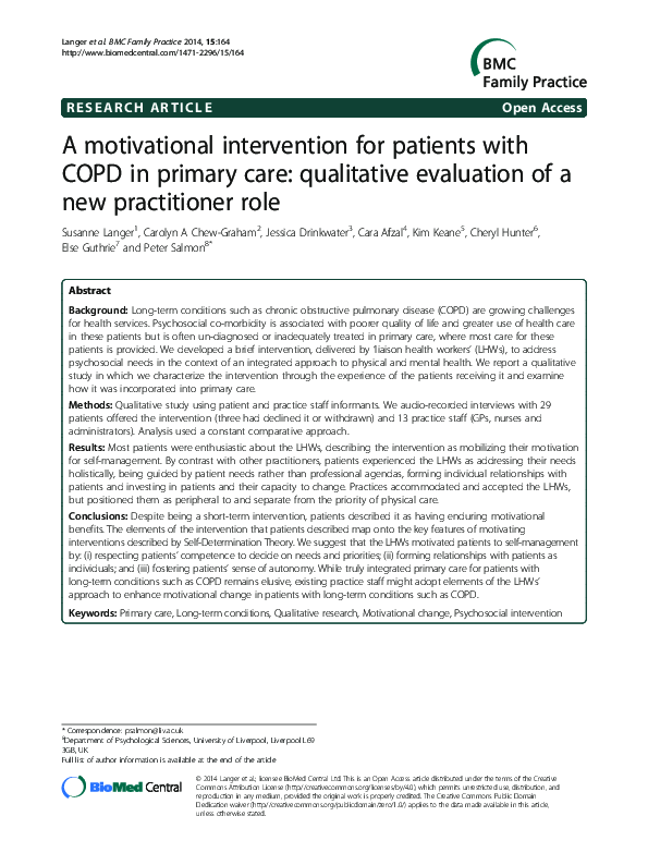 (PDF) A motivational intervention for patients with COPD in primary ...