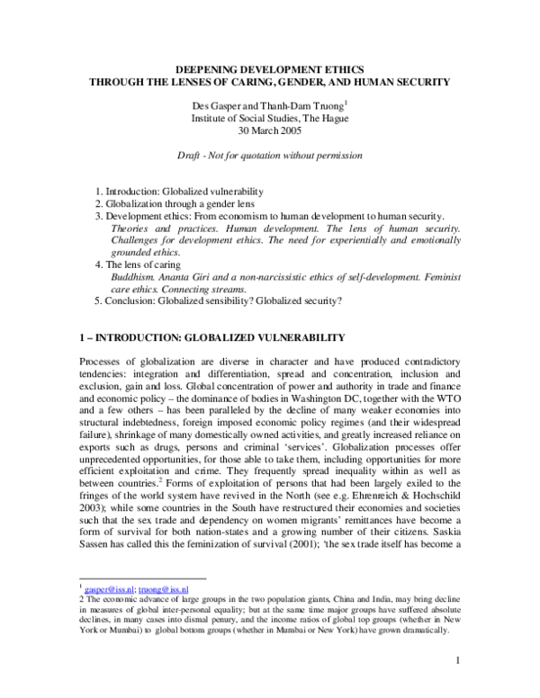 (PDF) Deepening Development Ethics Through the Lenses of Caring, Gender ...