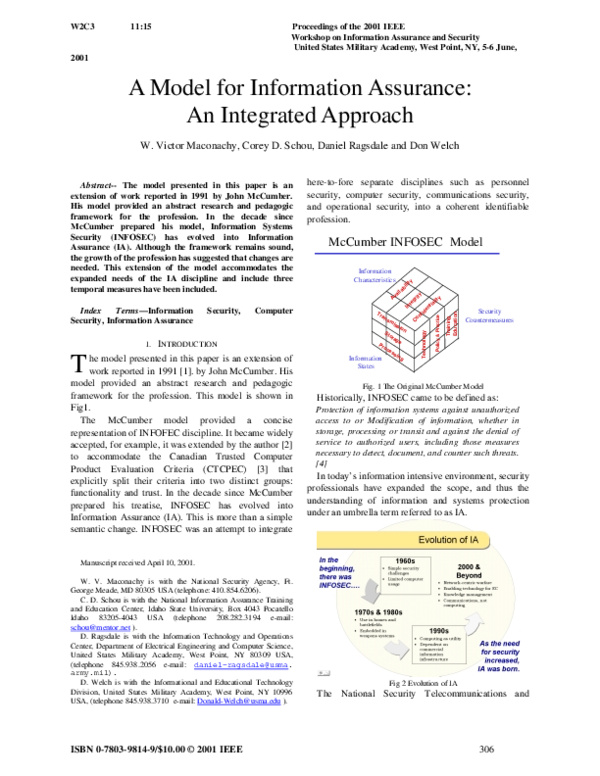 (PDF) A Model for Information Assurance:An Integrated Approach