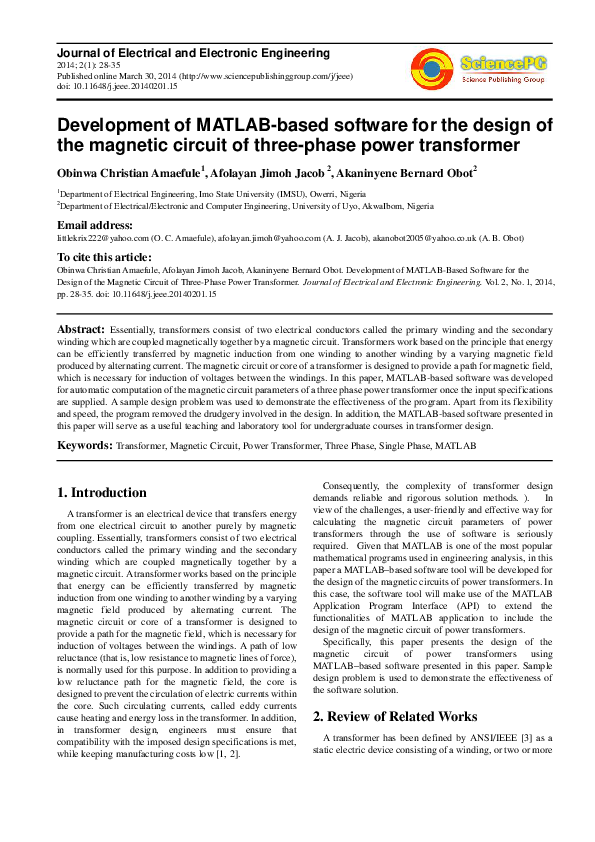 Pdf Development Of Matlab Based Software For The Design Of The