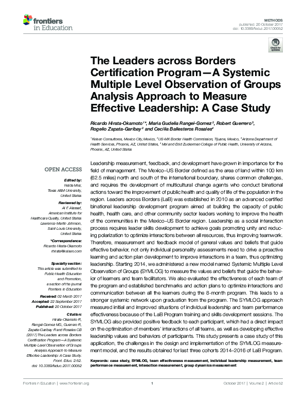 (PDF) The Leaders across Borders Certification Program—A Systemic ...