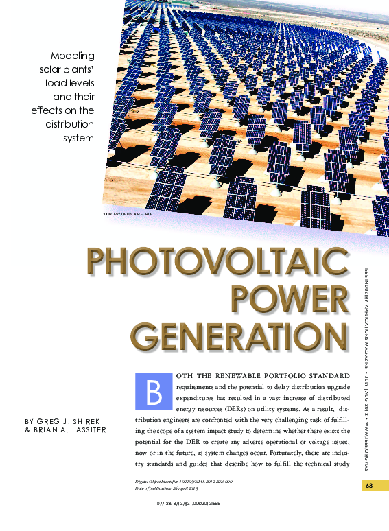 (PDF) Photovoltaic Power Generation: Modeling Solar Plants' Load Levels ...
