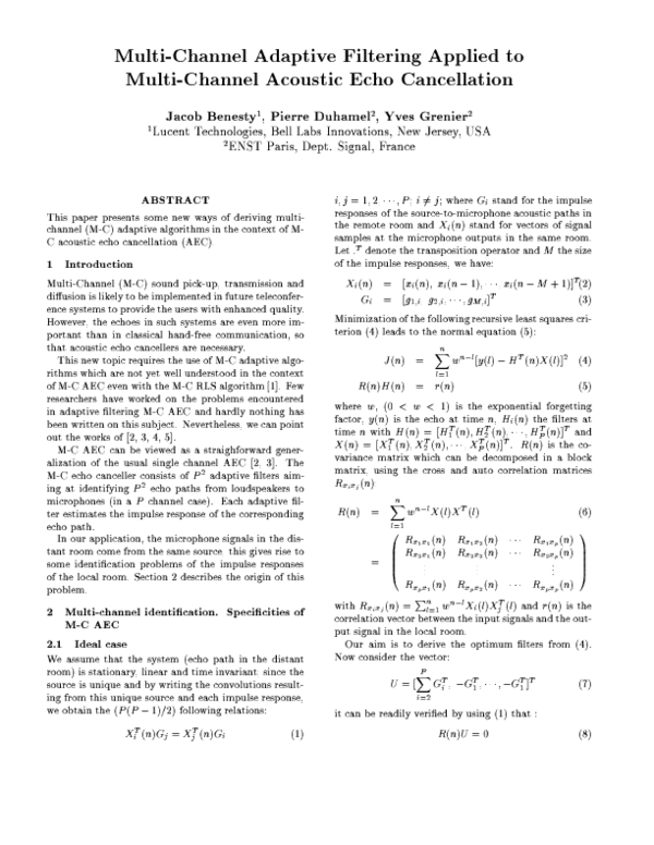(PDF) Multi-channel adaptive filtering applied to multi-channel ...
