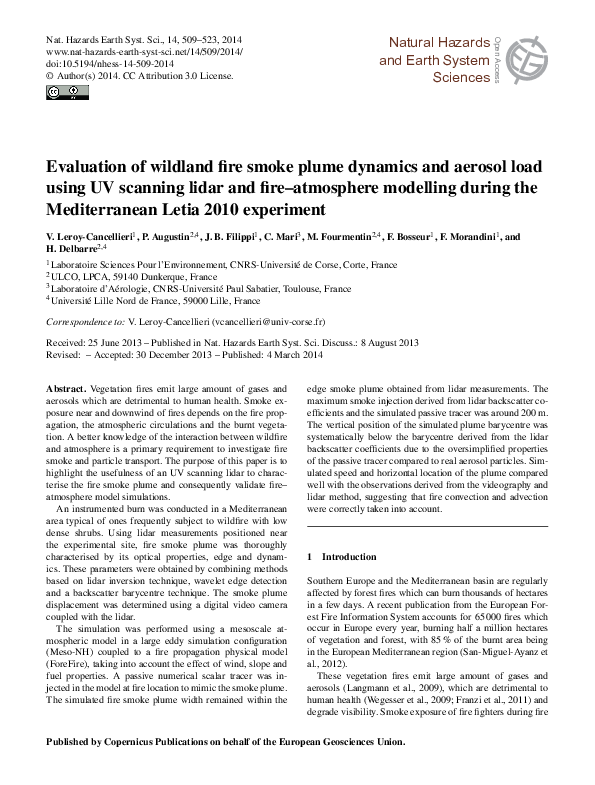(PDF) Evaluation of wildland fire smoke plume dynamics and aerosol load ...