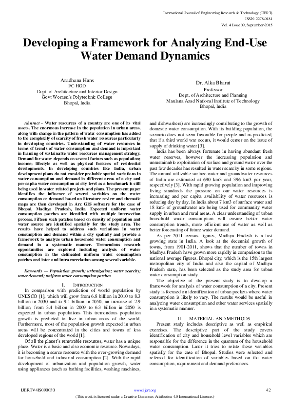 (PDF) Developing a Framework for Analyzing End-Use Water Demand Dynamics