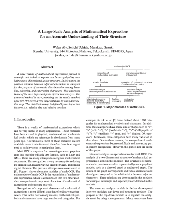 Pdf A Large Scale Analysis Of Mathematical Expressions For An Accurate Understanding Of Their