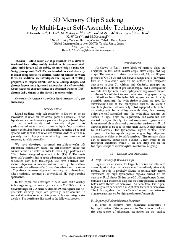 (PDF) 3D memory chip stacking by multi-layer self-assembly technology