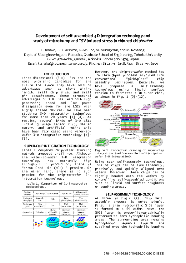 (PDF) Development of self-assembled 3-D integration technology and ...