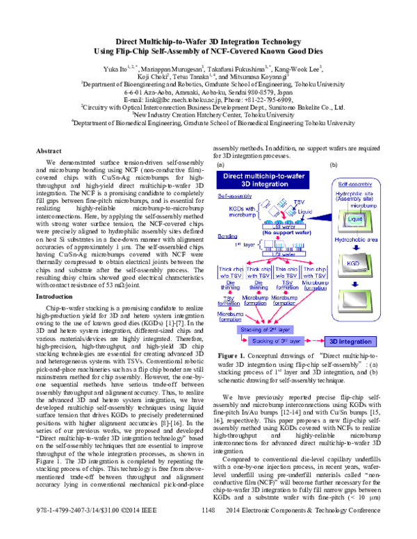 Pdf Direct Multichip To Wafer 3d Integration Technology Using Flip