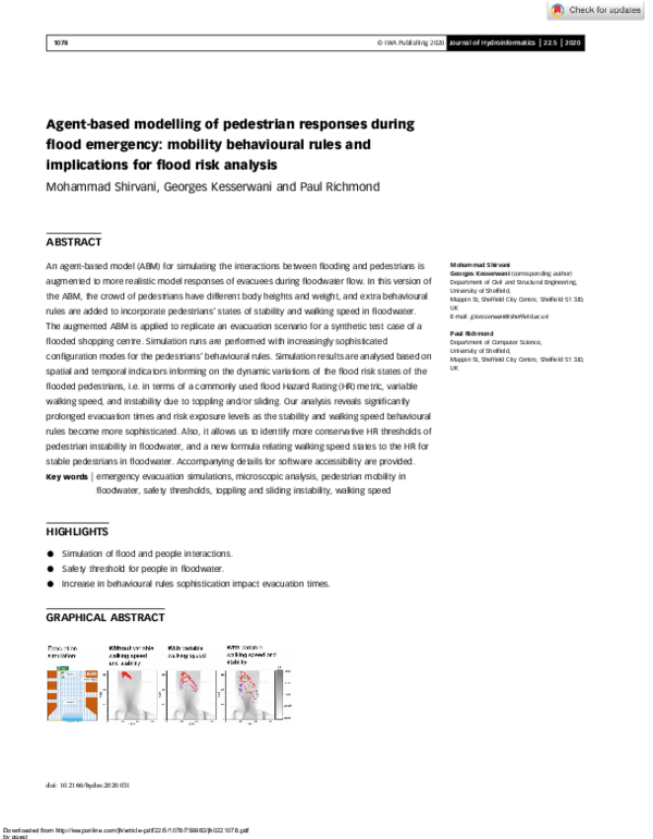 (PDF) Agent-based modelling of pedestrian responses during flood ...