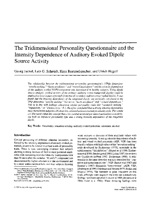 (PDF) The tridimensional personality questionnaire and the inherited ...