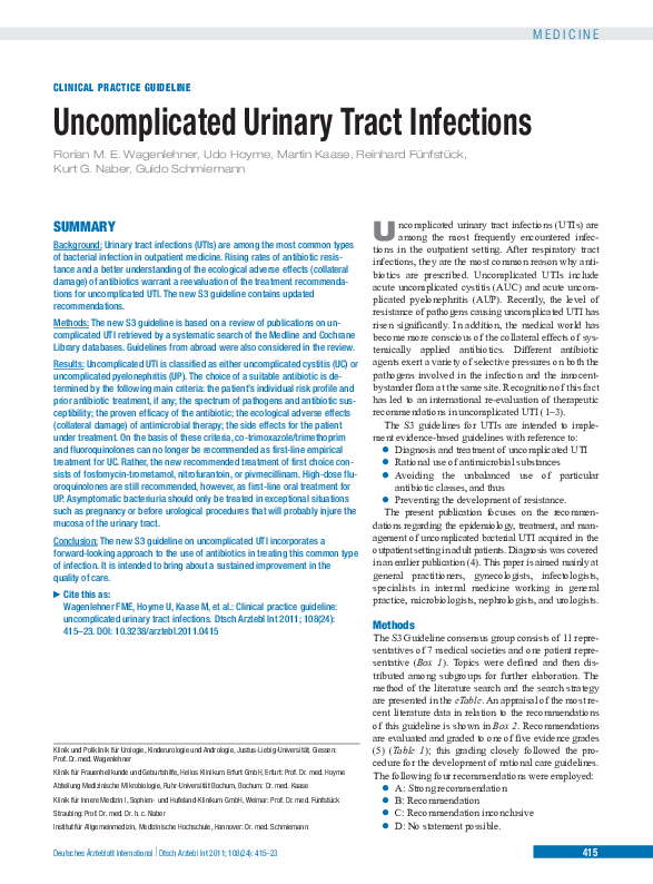 (PDF) Uncomplicated urinary tract infections