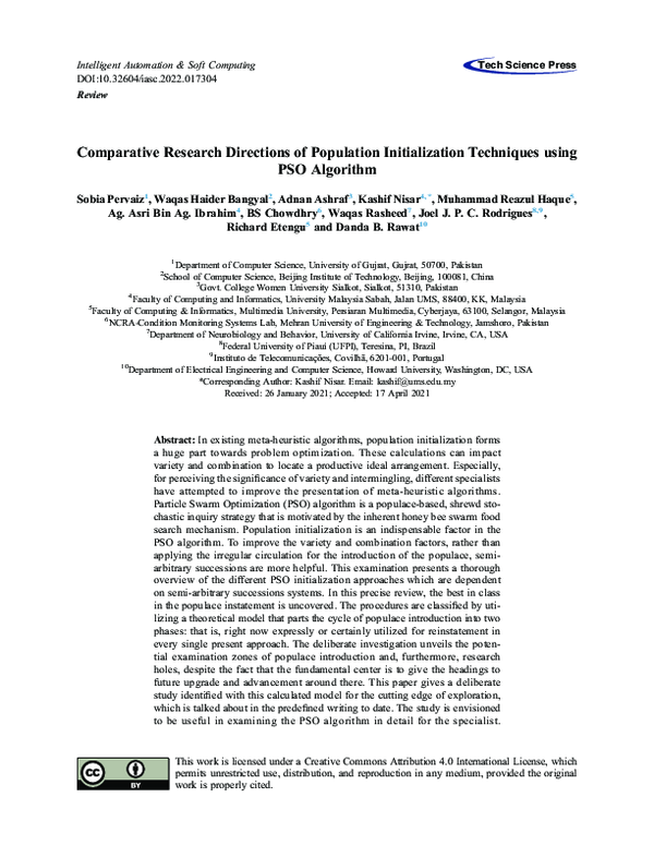 (PDF) Comparative Research Directions of Population Initialization Techniques using PSO Algorithm