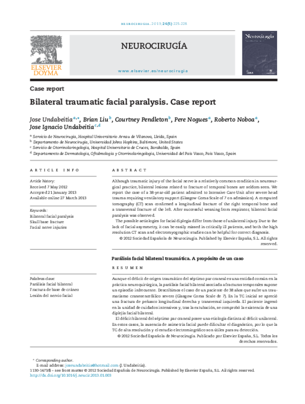 (PDF) Bilateral traumatic facial paralysis. Case report