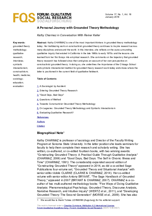 (PDF) A Personal Journey with Grounded Theory Methodology. Kathy ...