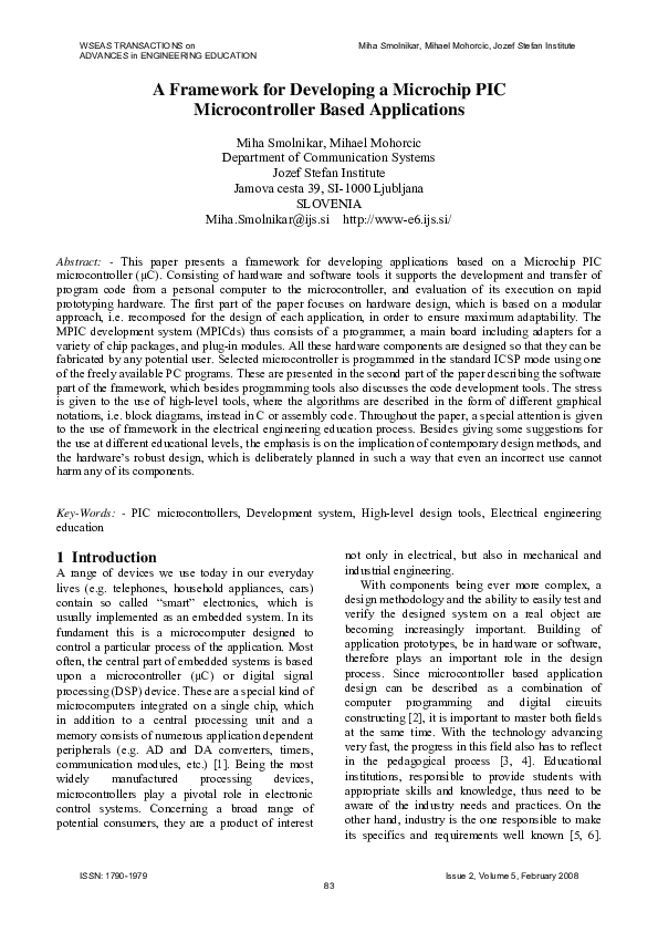 Pdf A Framework For Developing A Microchip Pic Microcontroller Based Applications 5741