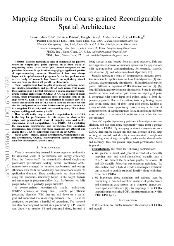(PDF) Mapping Stencils on Coarse-grained Reconfigurable Spatial Architecture