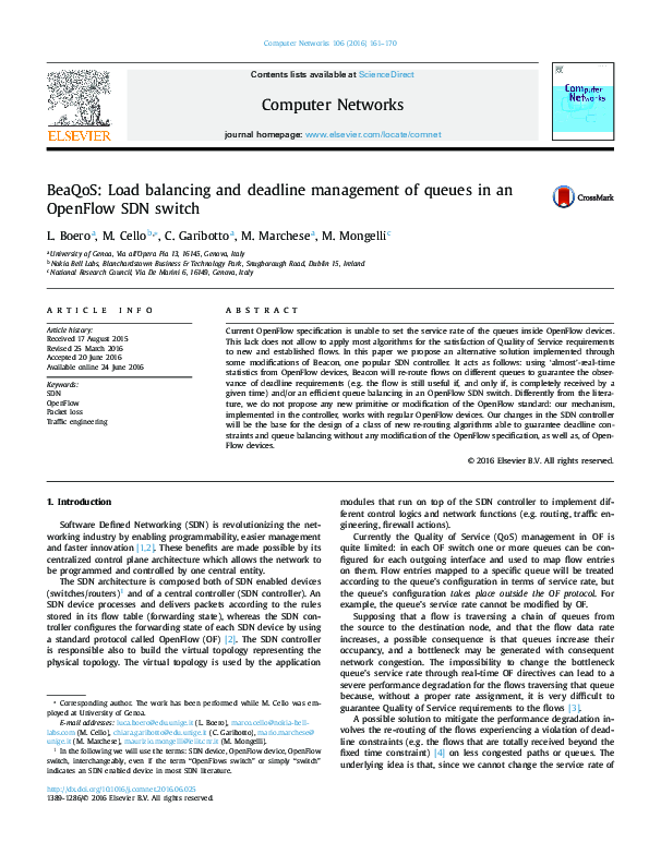 Pdf Beaqos Load Balancing And Deadline Management Of Queues In An Openflow Sdn Switch 