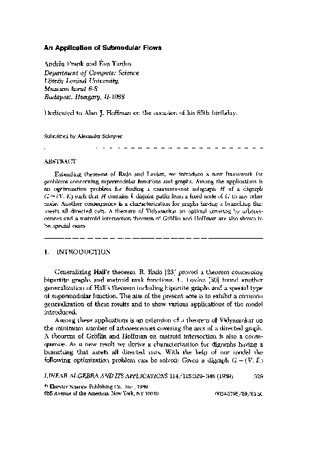 (PDF) An application of submodular flows