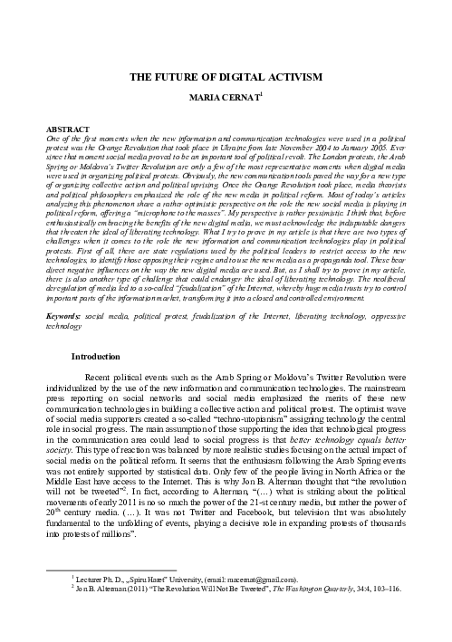 (PDF) The Future of Digital Activism | maria cernat - Academia.edu