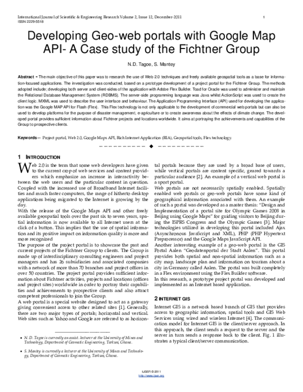 (PDF) Developing Geo-web portals with Google Map API- A Case study of ...