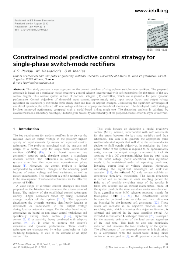 (PDF) Constrained model predictive control strategy for single-phase ...