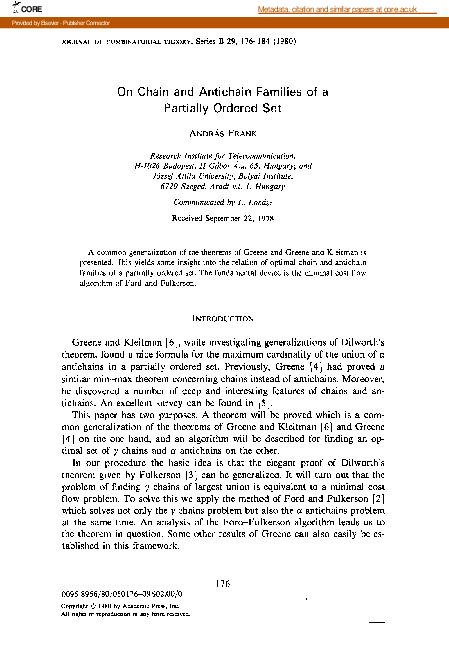 (PDF) On chain and antichain families of a partially ordered set