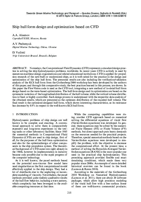 (PDF) Ship hull form design and optimization based on CFD