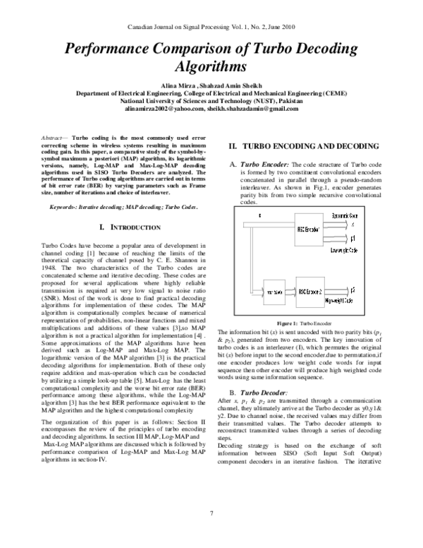 (PDF) Performance Comparison of Turbo Decoding Algorithms