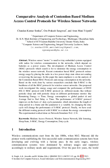 (PDF) Comparative Analysis of Contention Based Medium Access Control ...