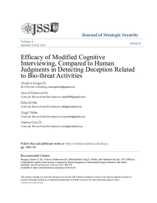 (PDF) Efficacy of Modified Cognitive Interviewing, Compared to Human Judgments in Detecting ...